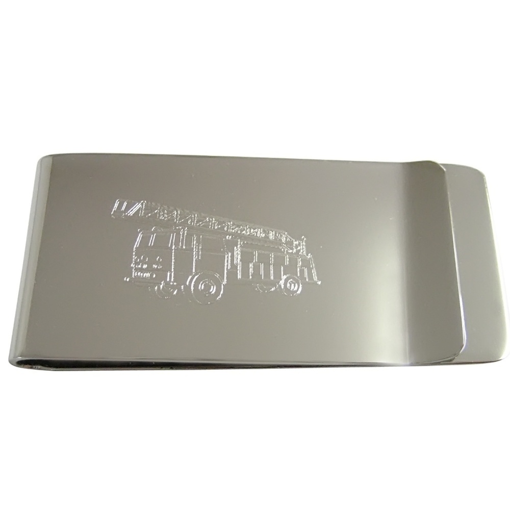 Silver Toned Etched Sleek Fire Truck With Ladder M - Gem